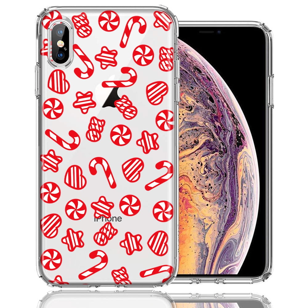 MUNDAZE Apple iPhone XS/X Christmas Winter Red White Peppermint Candies ...