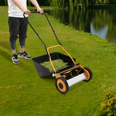 McLane 25 in. Gas Self Propelled 7 Blade Reel Mower with Lawn Bag, Easy ...