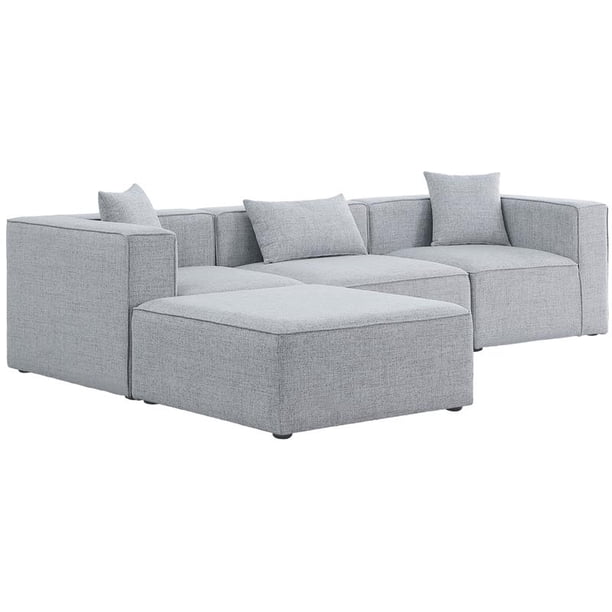 Meridian Furniture Cube Grey Durable Linen Modular Sectional - Walmart.com