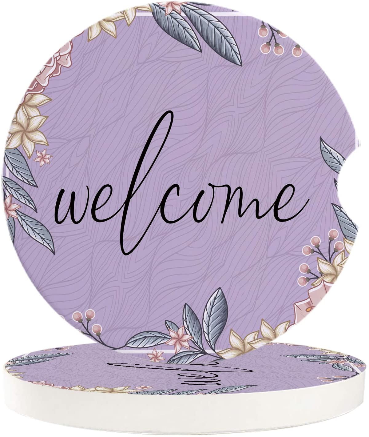 ZHANZZK Summer Flowers Purple Set of 6 Car Coaster for Drinks ...