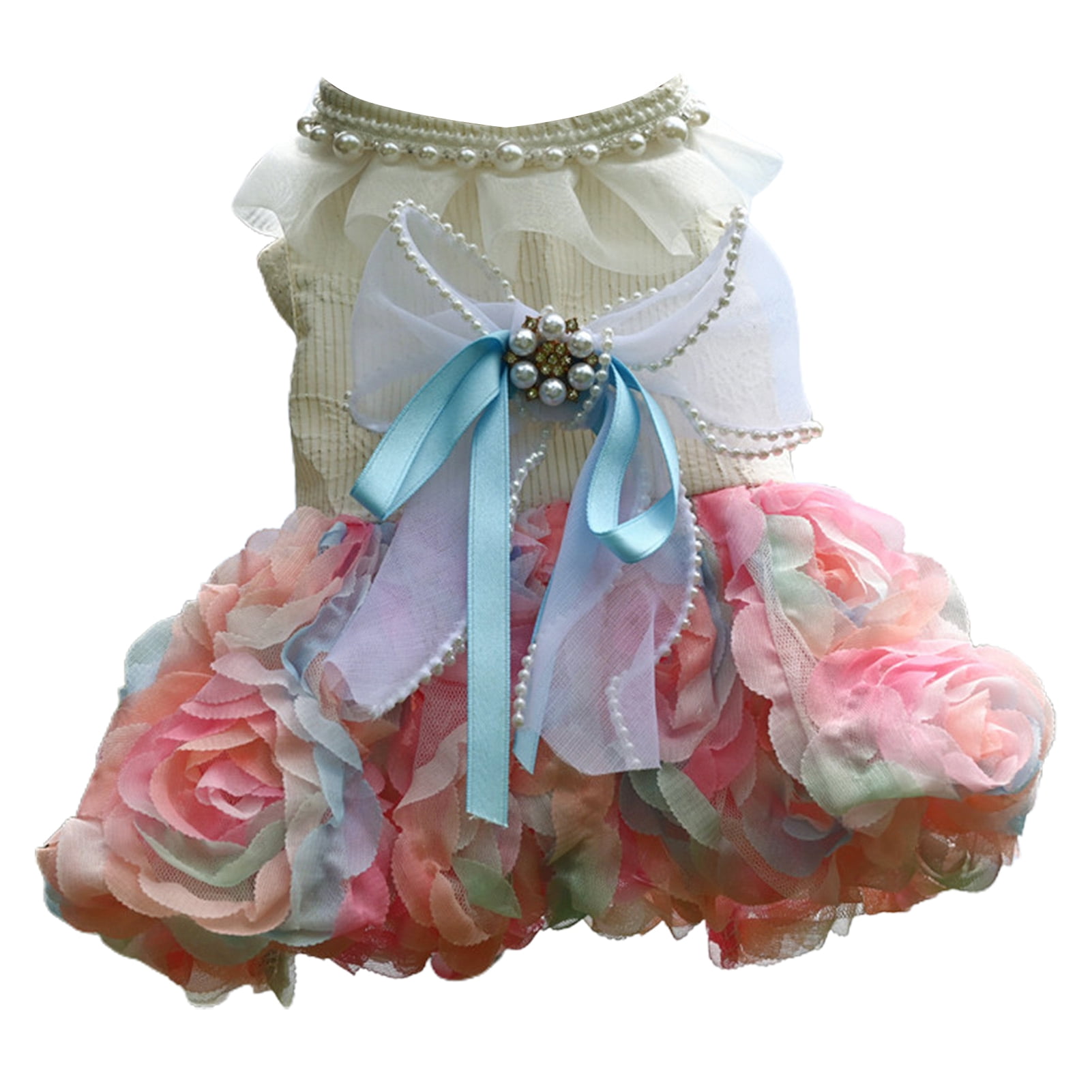 Bow Tie Lace Pet Skirt Faux Pearl Decor, Summer Kitty Clothes - Dog ...