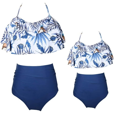 Swimsuits Family Matching Swimwear Girls Bathing Suit Two Piece Ruffle ...