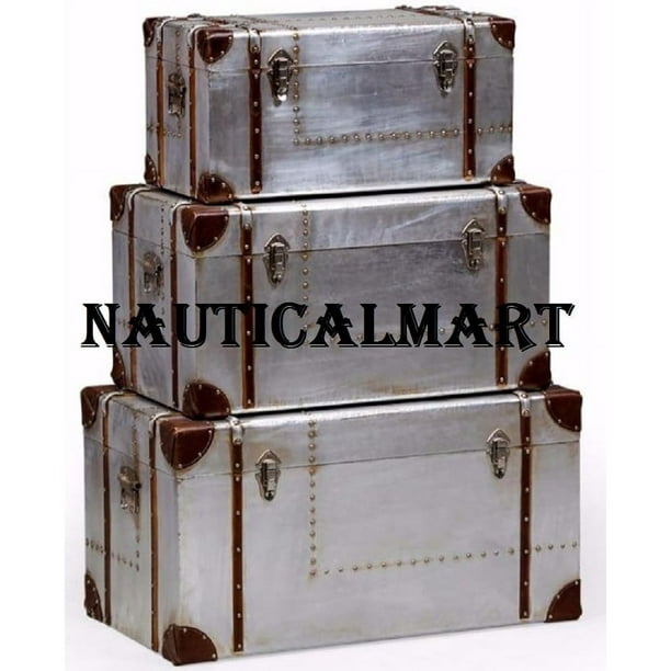 Nauticalmart Silver Industrial Style Aluminium Trunk Set - Walmart.ca