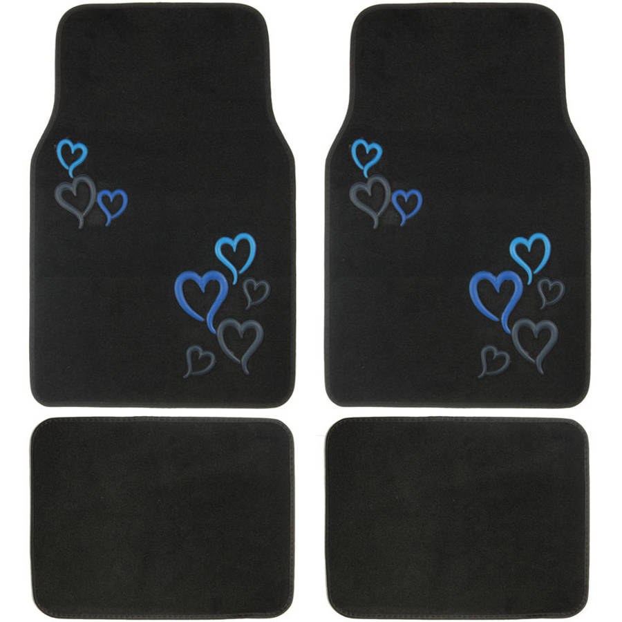 BDK Blue Love Hearts Pattern Car Floor Mats, 4 Pieces - Walmart.com