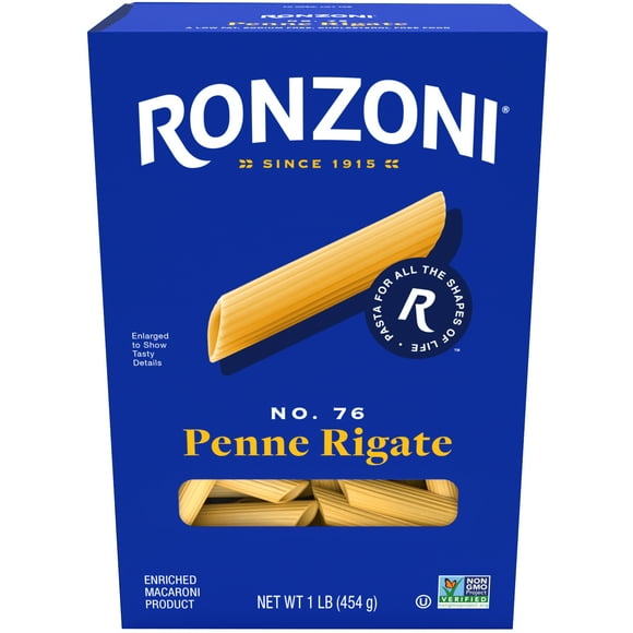 Ronzoni Penne Rigate, 16 oz, Ridged Non-GMO Pasta for Chunky Sauces ...