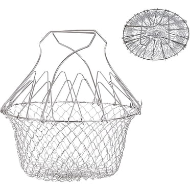 Foldable Steam Rinse Deep Fry Basket Mesh Basket Strainer Net Kitchen ...