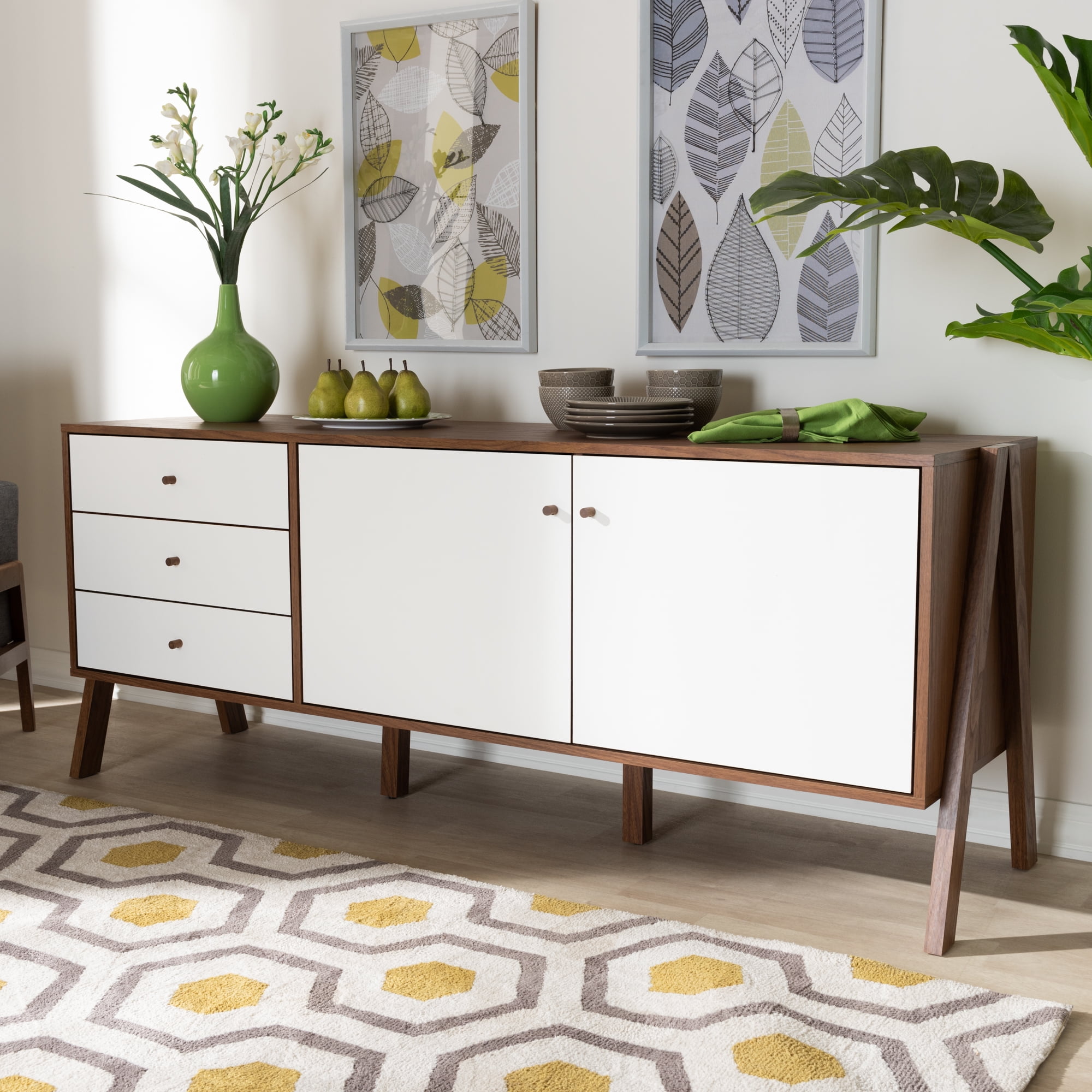 Willow White and Walnut Sideboard by Bellamy Studios - Walmart.com