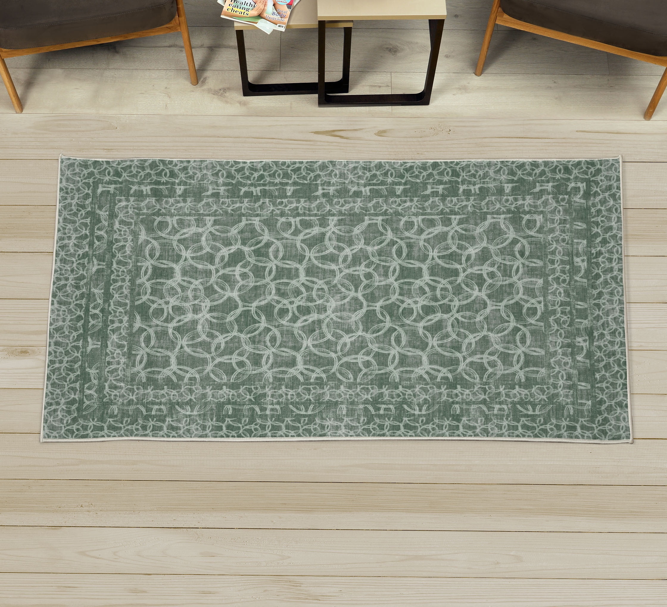 Modern Decorative Rug, Scribble Style Drawing of Repetitive Circles ...