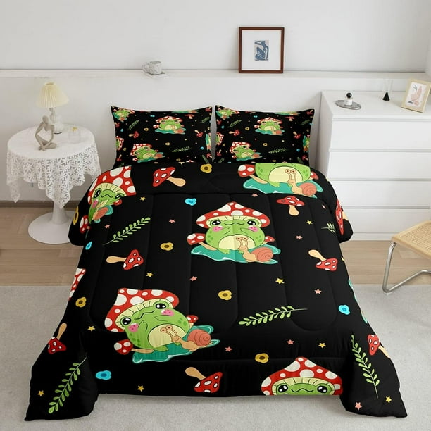 Juego de cama Rana Champiñón Cute Mushroom Decor Comforter Kawaii ...