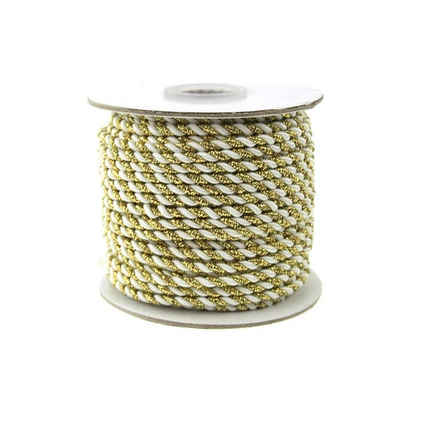 Gold Trim Twisted Cord Rope 2 Ply, 3mm, 25 Yards, White - Walmart.com ...