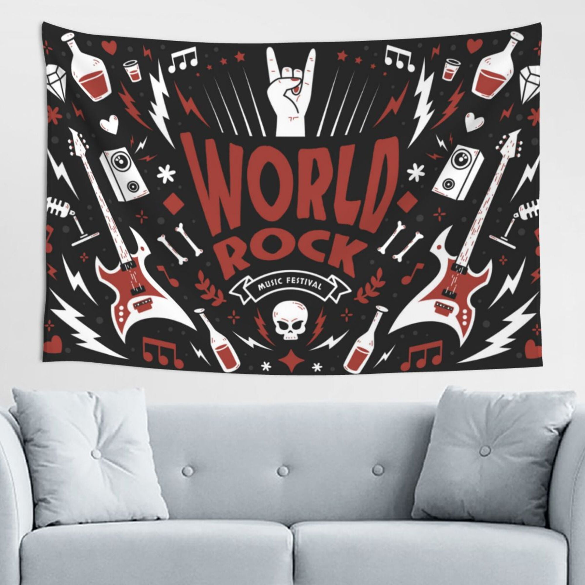 DouZhe Rock Music Background Tapestry Wall Hanging Tapestries Dorm Room ...