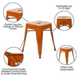 EMMA + OLIVER Stackable Metal Dining Stool, 18 Inch Height, Orange, Set ...