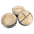 2-Tier 8-Inch Bamboo Food Steamer - Natural Chinese Dim Sum Rice Pasta ...