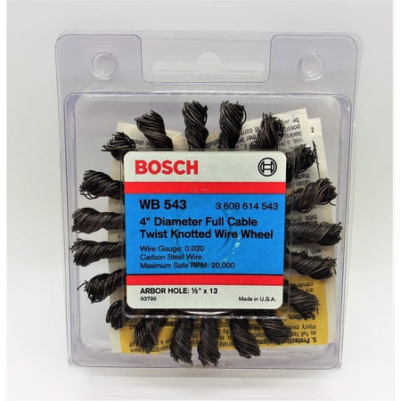 Bosch WB543 4-InchCarbon Steel Full Cable Knotted Wire Wheel, 1/2-Inch ...