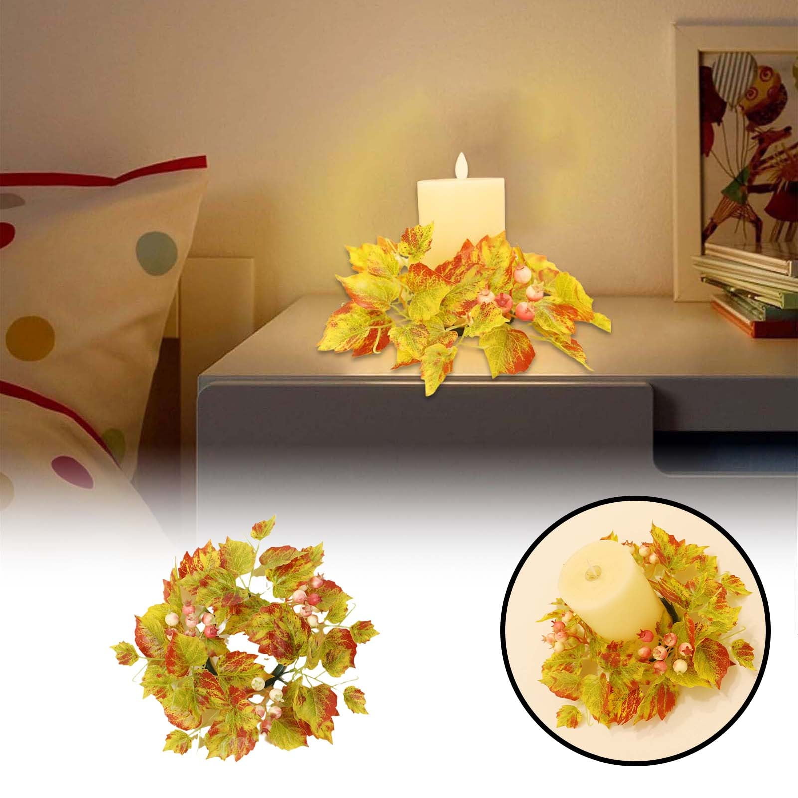 Click here for Boreal Craft Candle Rings Wreaths Fall Candle Ring... prices