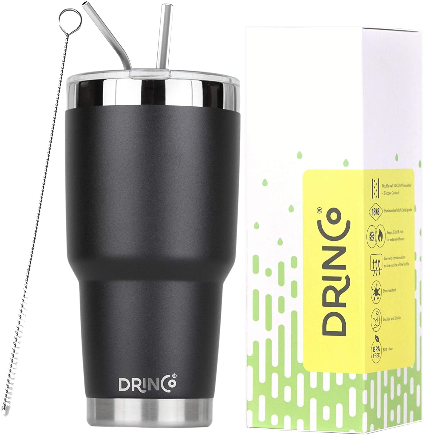 DRINCO 30 oz Stainless Steel Tumbler Double Walled Vacuum Insulated Mug ...