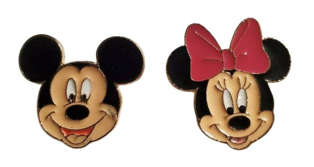 Mickey and Minnie Mouse 1 Inch Tall Enamel Metal Pin Set of 2 - Walmart.com
