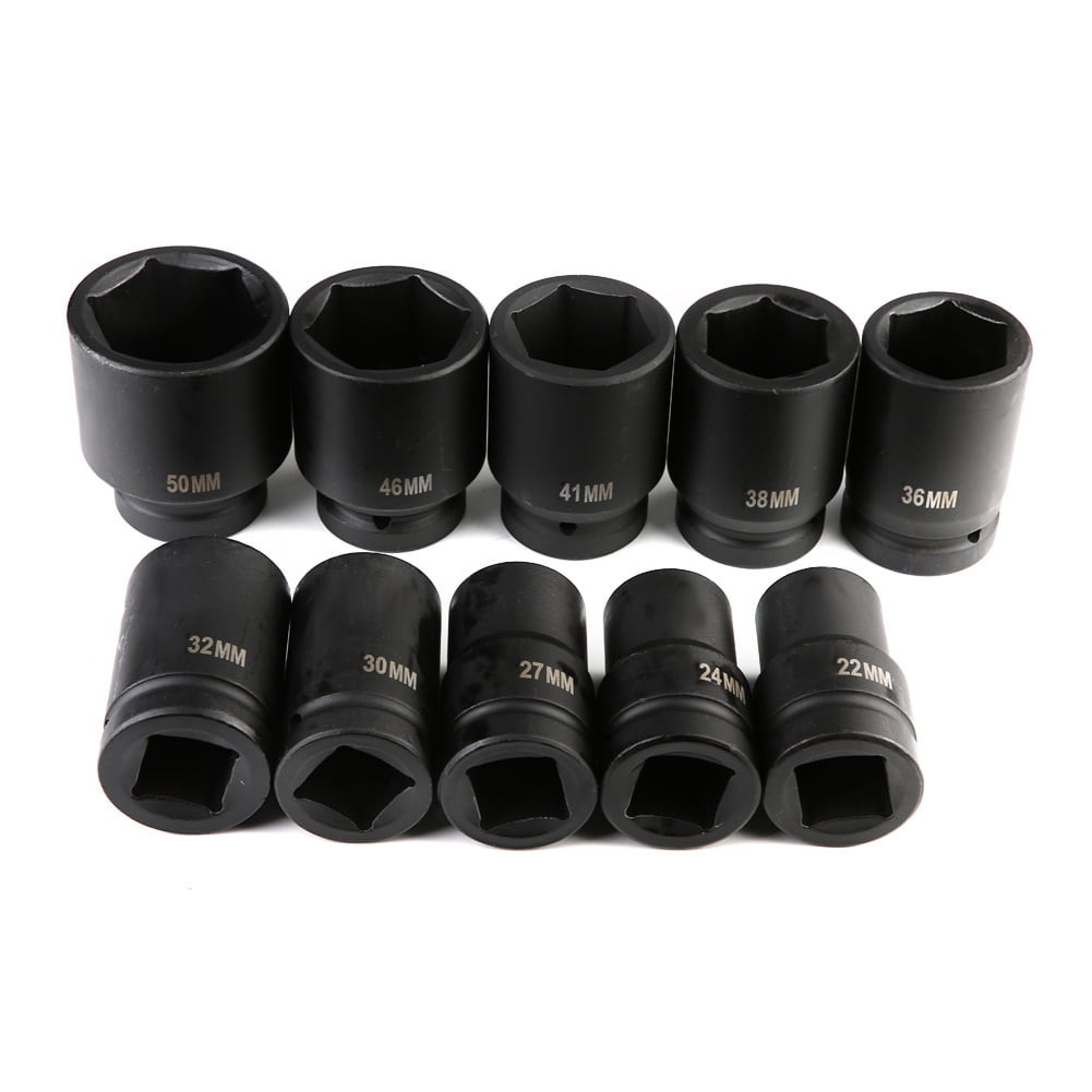Mgaxyff 10pcs 1 Inch Drive Metric Deep Impact Socket Set Long Reach