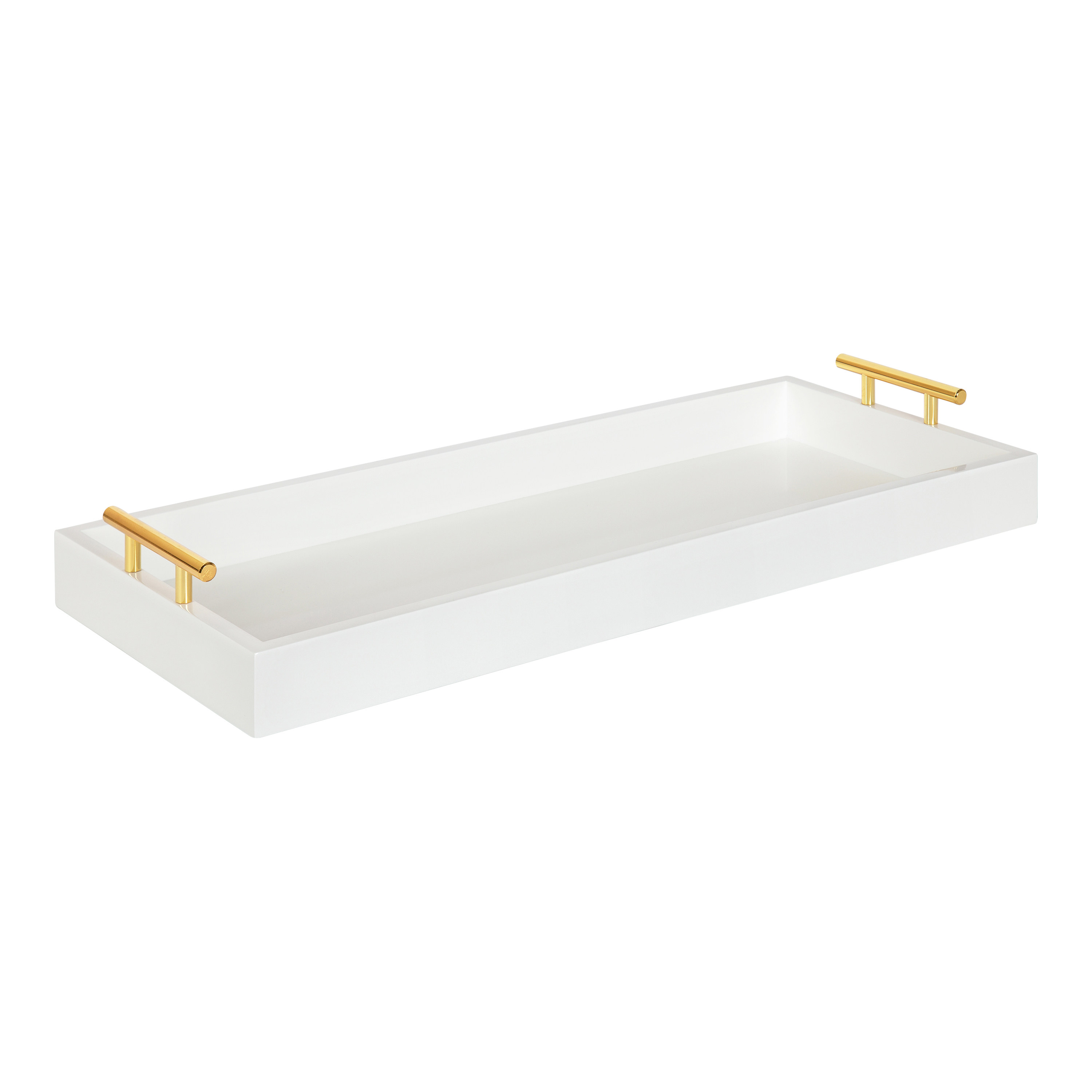 Kate and Laurel Lipton Narrow Rectangle Wood Accent Tray, White/Gold ...