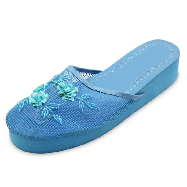LAVRA Women's Chinese Sequin Mesh Floral Slipper Platform Sandals ...