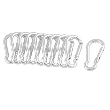 10 Pieces Silver Tone Spring Loaded Gate Carabiner Keys Holder ...