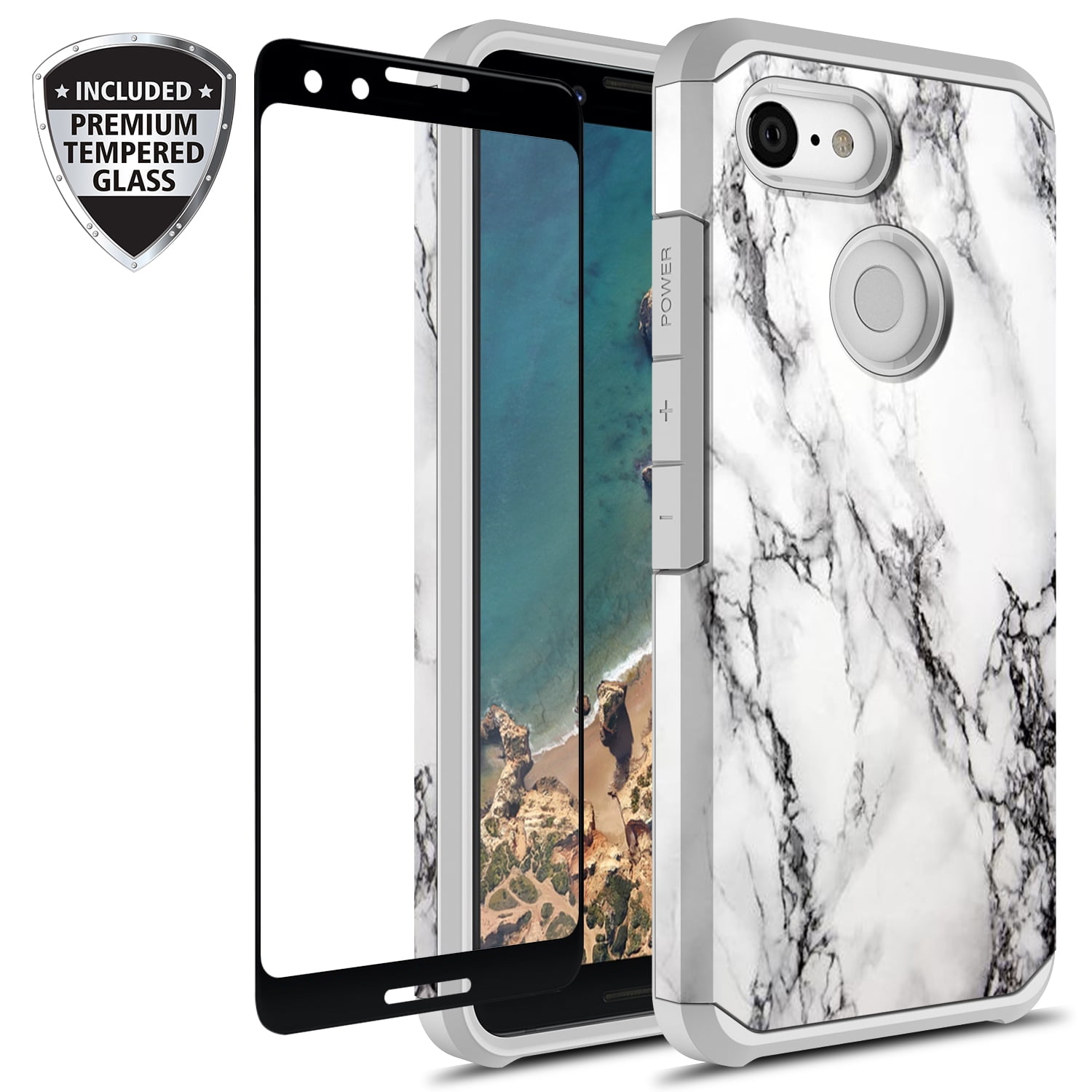 Google Pixel 3 Case With Tempered Glass Screen Protector, Kaesar Slim ...