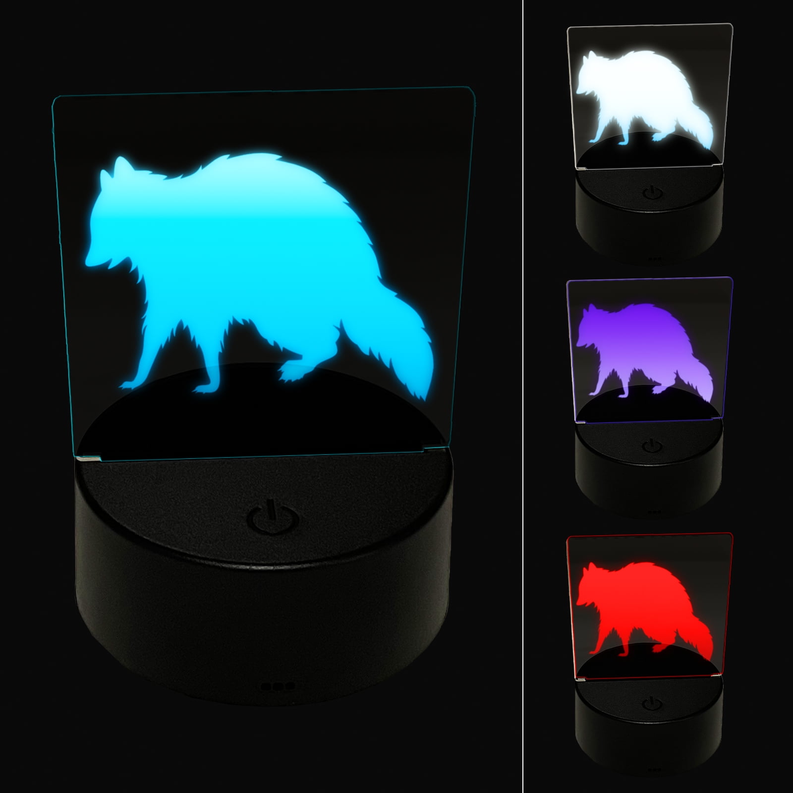 Racoon Walking Solid LED Night Light Sign 3D Illusion Desk Nightstand ...