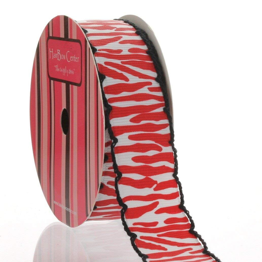 7/8" Red Zebra/Black Moonstitch Grosgrain Ribbon 3 Yard - Walmart.com