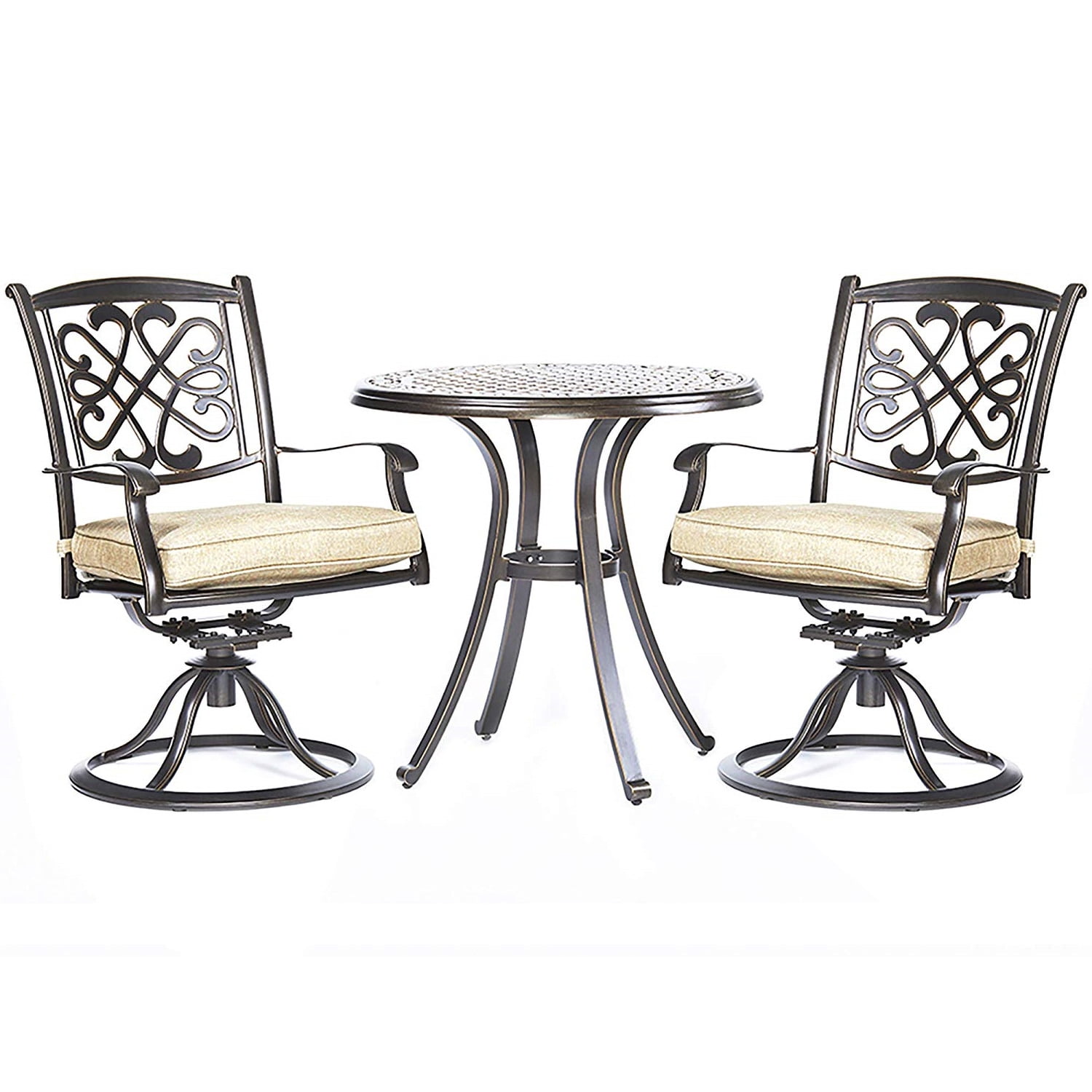 3 Piece Bistro Table Chairs Set, Cast Aluminum Dining Table Patio ...