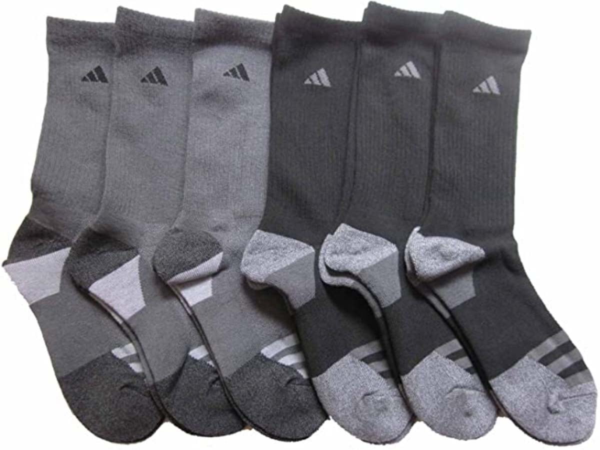adidas Men's Athletic Crew Socks (6-Pack) (Dark Grey/Black) Shoe Size 6 ...