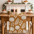 Beige Pumpkins Table Runner, Botanical Fern Leaf Tropical Fronds Orange ...