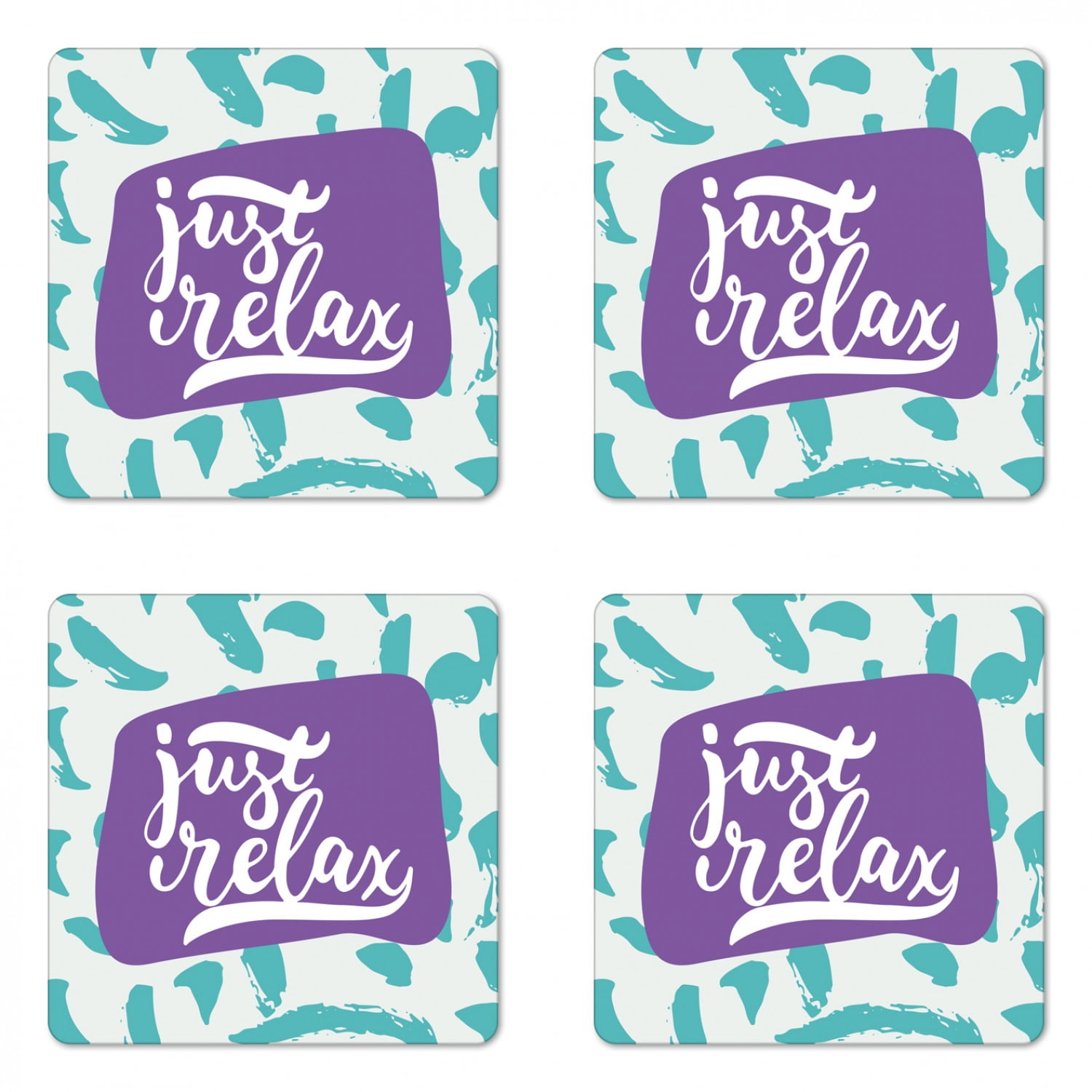 Saying Coaster Set of 4, Hand Drawn Just Relax Ink Calligraphy Design ...