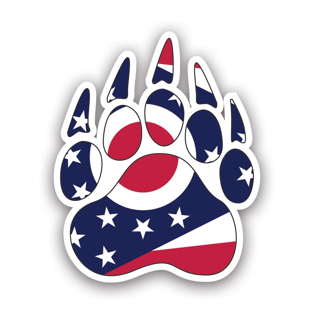 Ohio State Bear Print Shaped Sticker Decal - Self Adhesive Vinyl ...