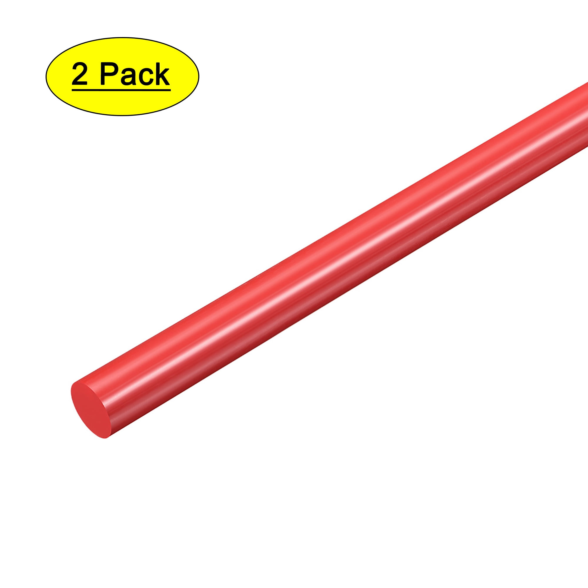 2pcs Plastic Round Rod 1/4" Dia 20" Length Red (POM) Polyoxymethylene ...