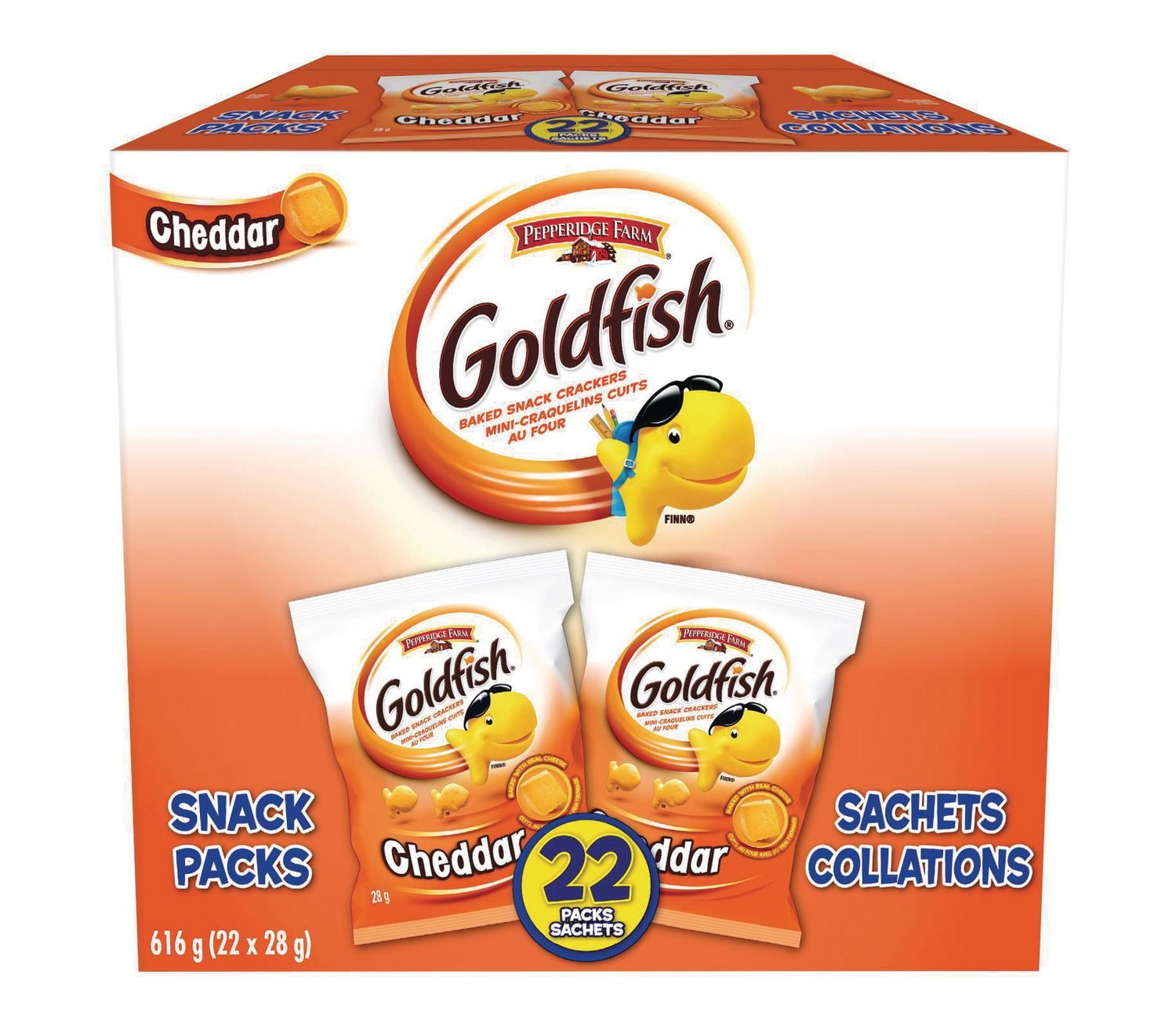 Goldfish® Cheddar Crackers Snack 22 Snack Pack, Goldfish Crackers, 22 x ...