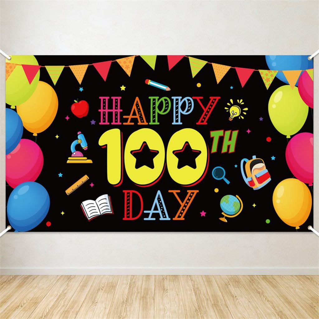 WATINC 100th Day of School Backdrop Banner Extra Large for School 78 x ...