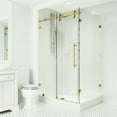 VIGO Winslow Frameless Sliding Shower Enclosure Matte Brushed Gold 36"D x 48"W x 80"H, Left ...
