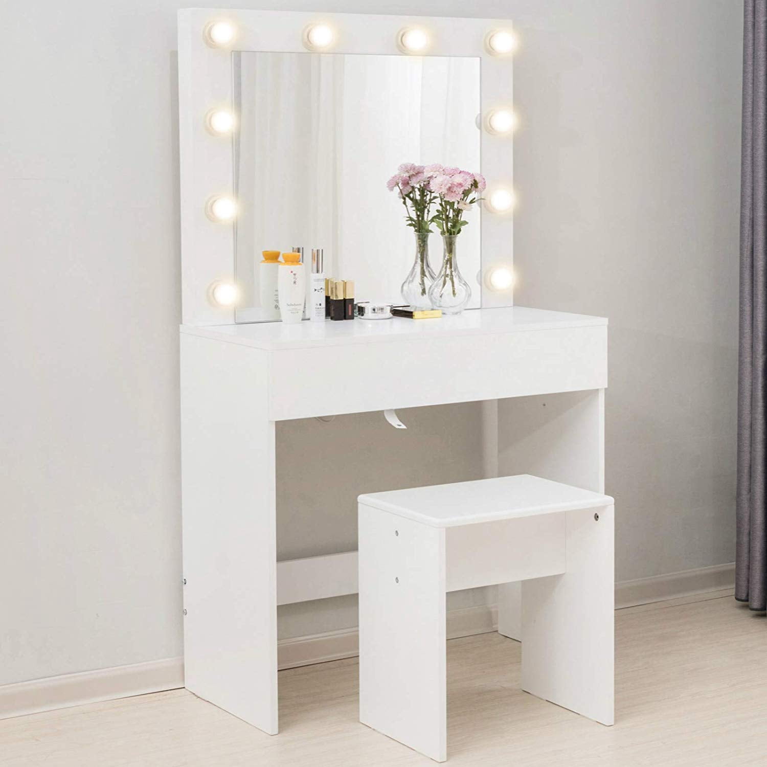 Mecor Makeup Vanity Table W 10 LED Lights Mirror Vanity Set With Stool