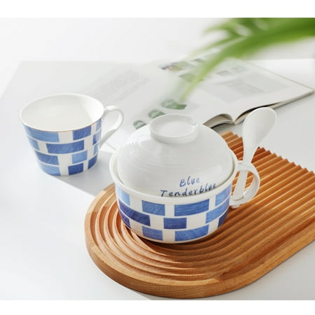 Homeex Strawberry Instant Noodle Bowl With Lid Ceramic Warming ...