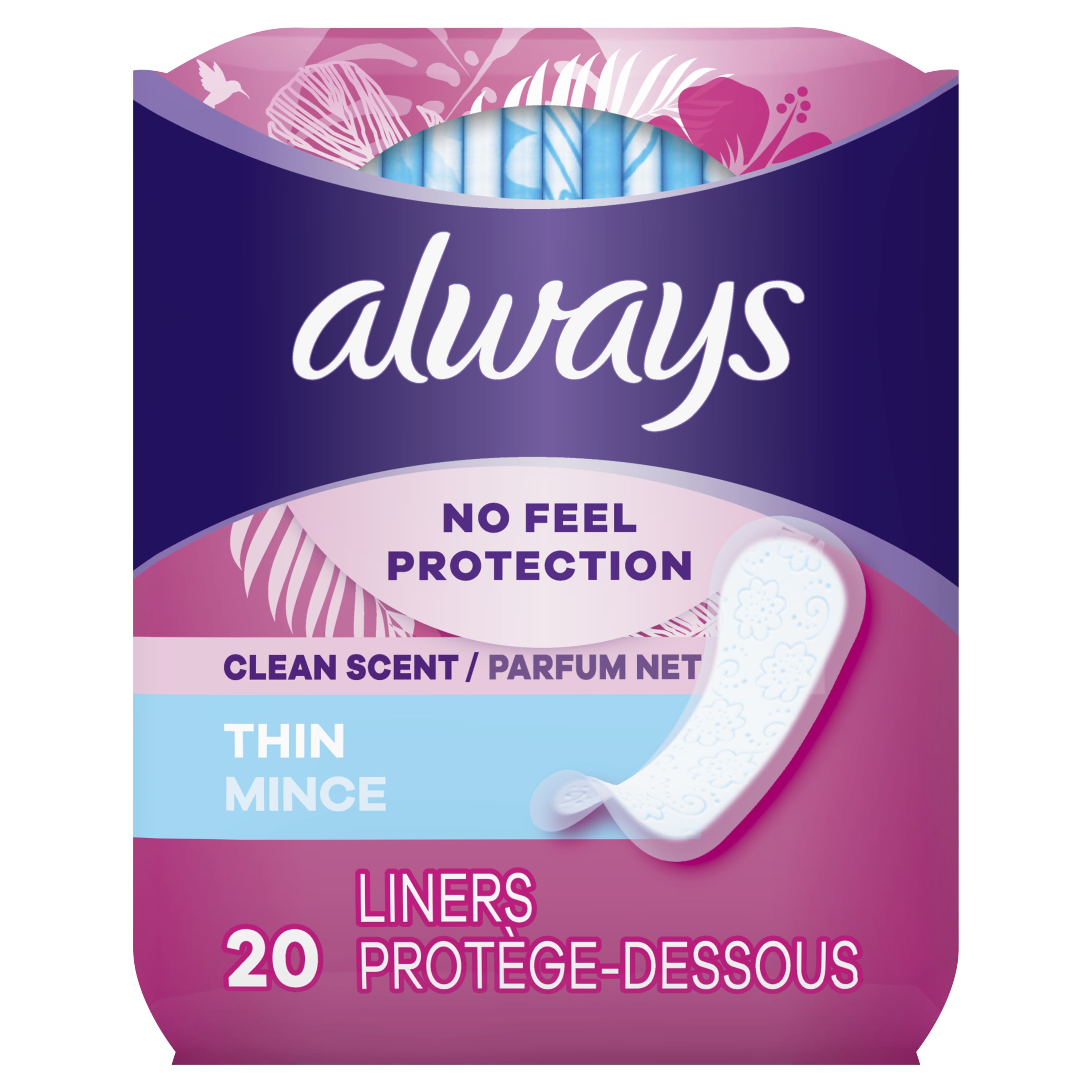 Always Thin No Feel Protection Daily Liners Regular Absorbency Scented ...