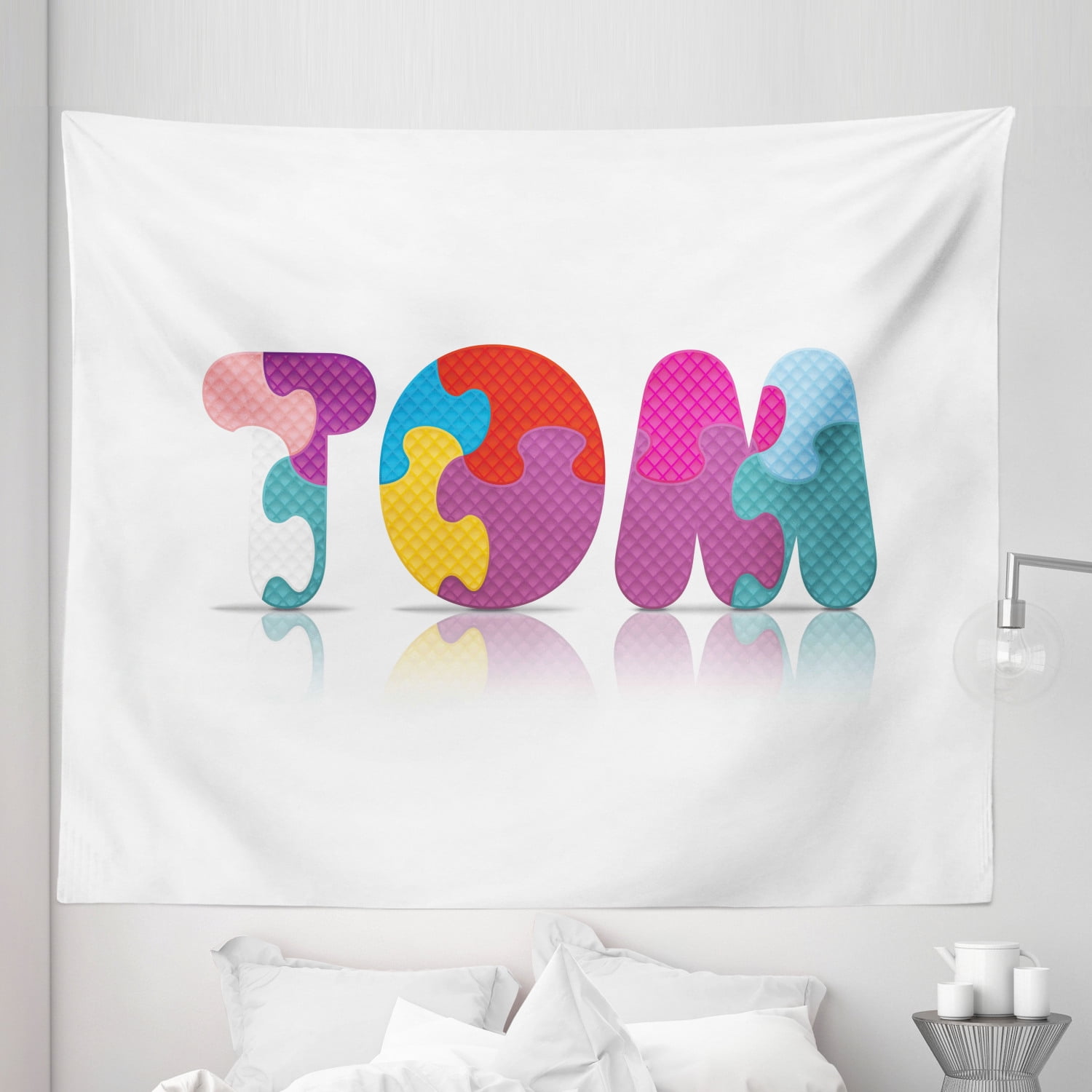 Tom Tapestry, Lettering Themed Colorful Name Design Abstract Puzzle ...