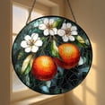 Citrus Oranges Branch Stained Glass Suncatcher White Blossoms Botanical ...