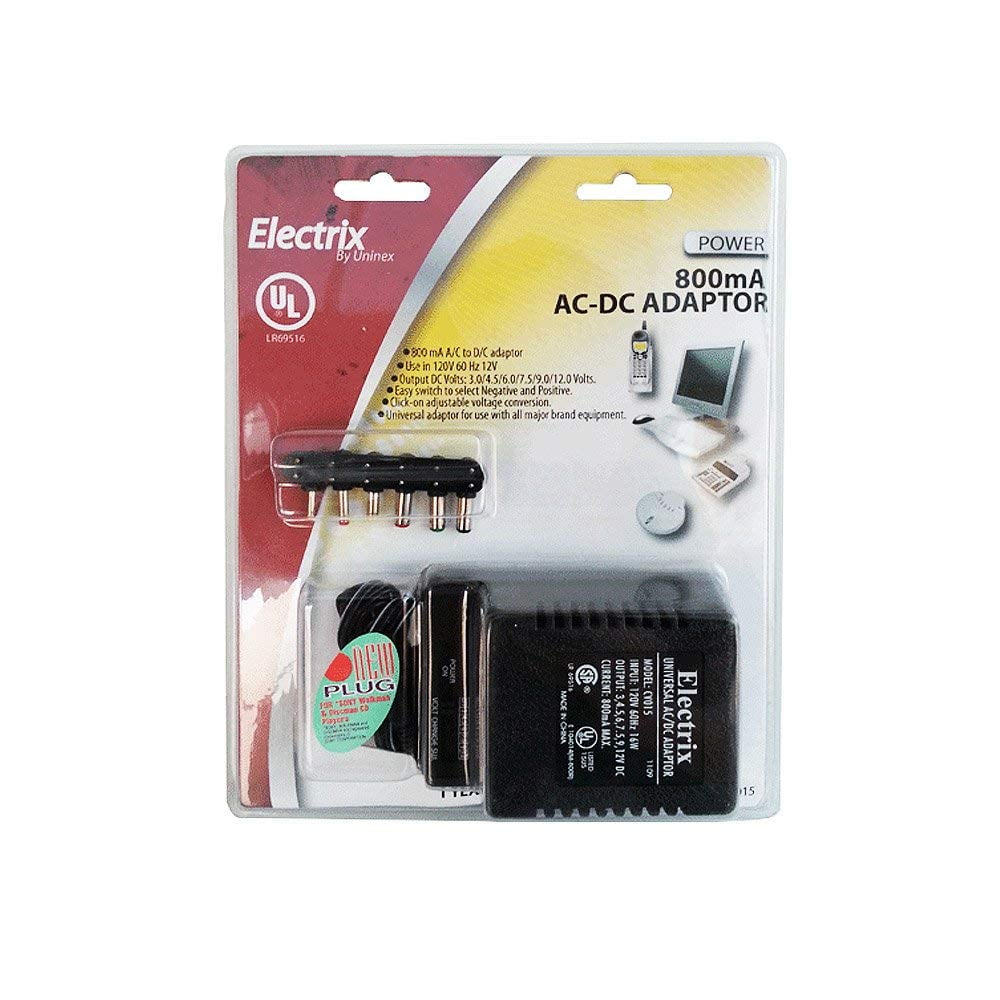 Electrix Adjustable Voltage Universal AC-DC Adapter 12V 9V 7.5V 6V 4.5V ...