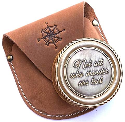 Brass Compass Not All Who Wander are Lost Engraved Pirates Compass ...