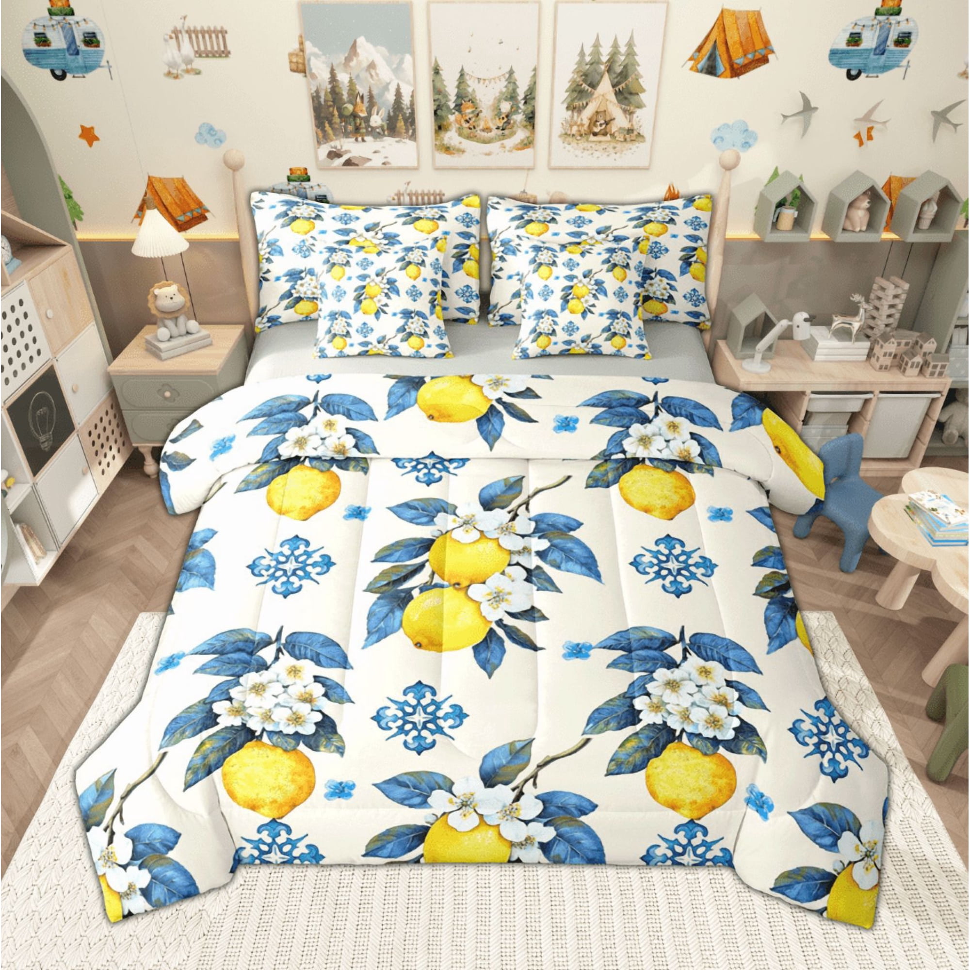 Click here for Manfei Tropical Lemon Bedding Comforter Set  Fruit... prices