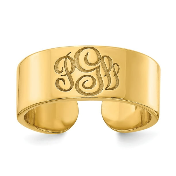 AA Jewels - Solid 10k Yellow Gold Monogram Cigar Style Ring Band Size 8 - Walmart.com - Walmart.com