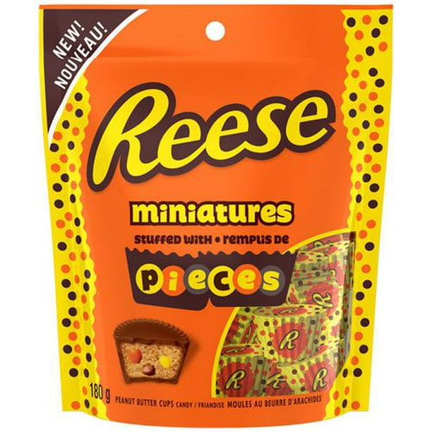 Reese PIECES Chocolate Candy Peanut Butter Cups, Miniatures, 180 Gram Miniatures Stuffed with ...