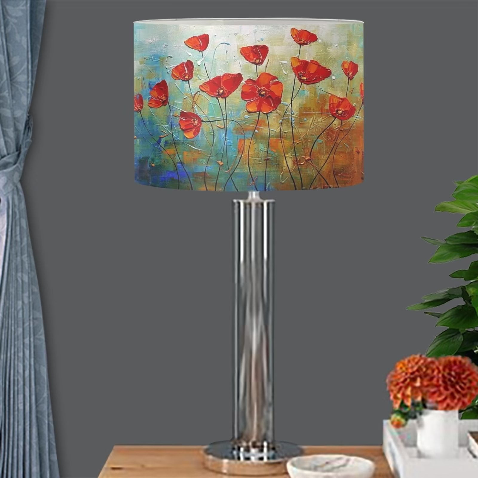 NETILGEN Watercolors Design of Poppy Lamp Shade Fashion Modern ...