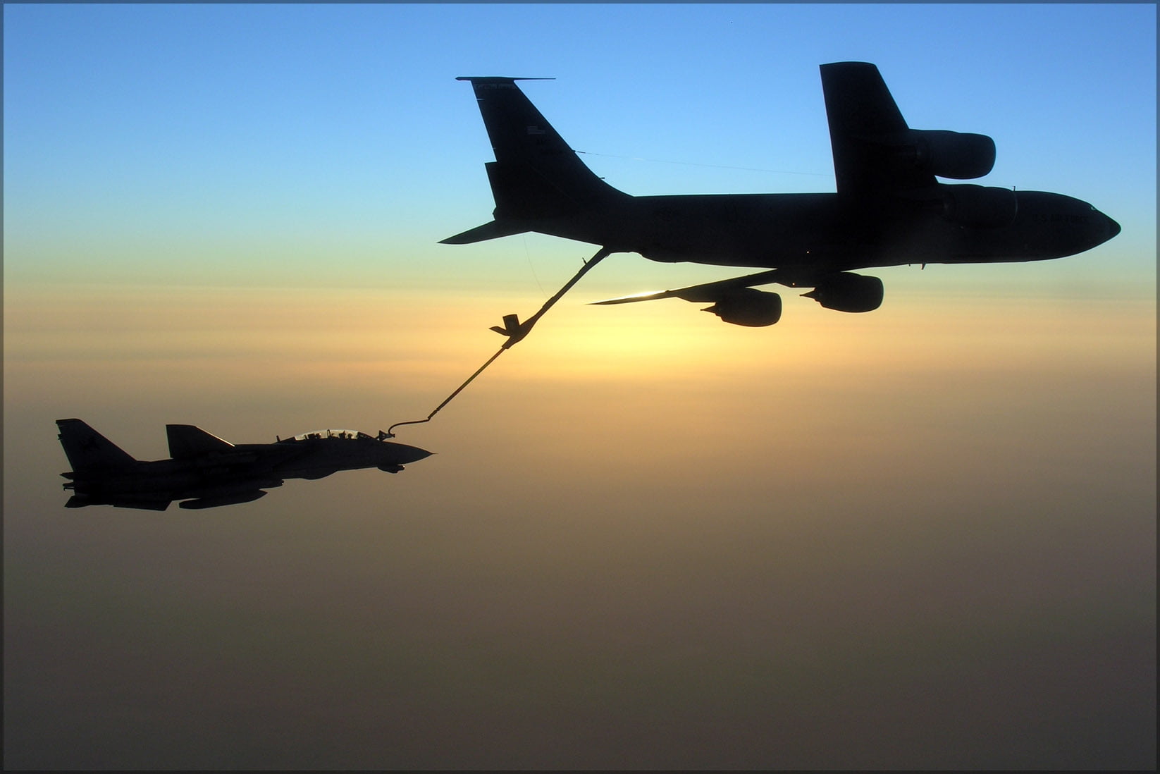 24"x36" Gallery Poster, F-14D Tomcat f-14 refueling with air Force KC ...