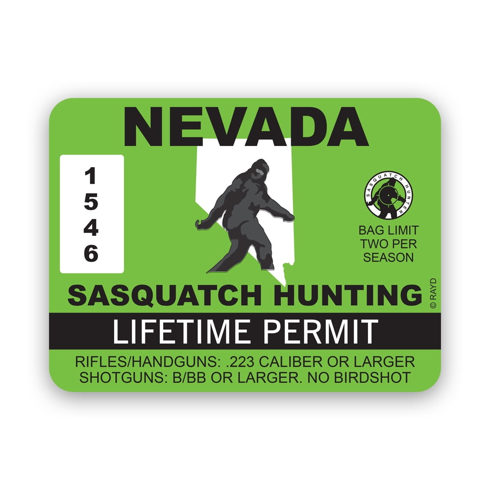 Nevada Sasquatch Hunting Permit Sticker Decal - Self Adhesive Vinyl ...